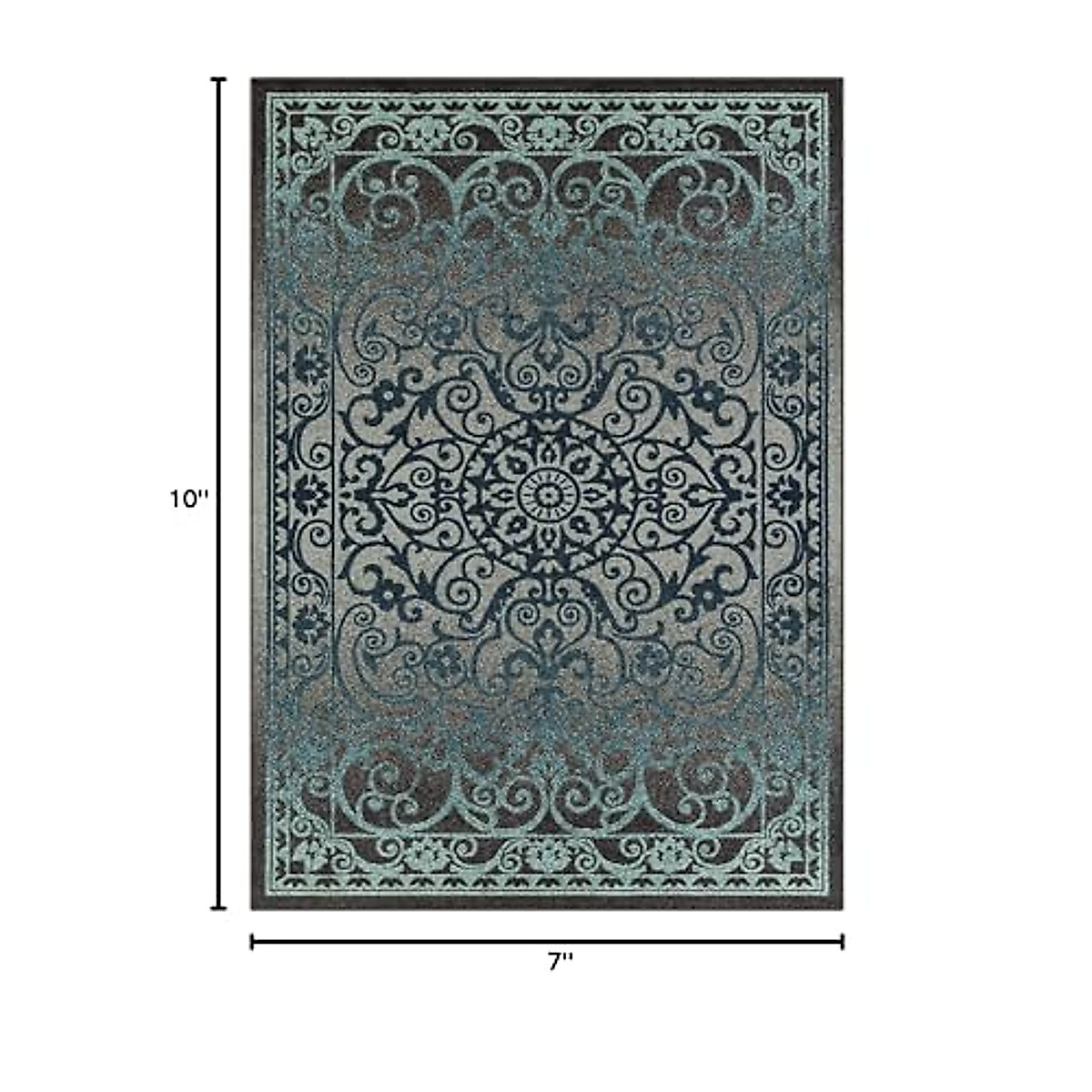 Maples Rugs Pelham Vintage Area Rugs for Living Room & Bedroom [Made in USA], 7 x 10, Charcoal/Radiant Blue