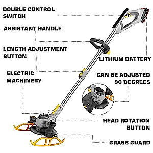 Weed Wacker Battery Powered, PATIOX Electric Grass Trimmer, Cordless Weed Whacker 3 in 1, 20V Weed Trimmer with Blade with One 2.5 Ah Battery Rechargeable