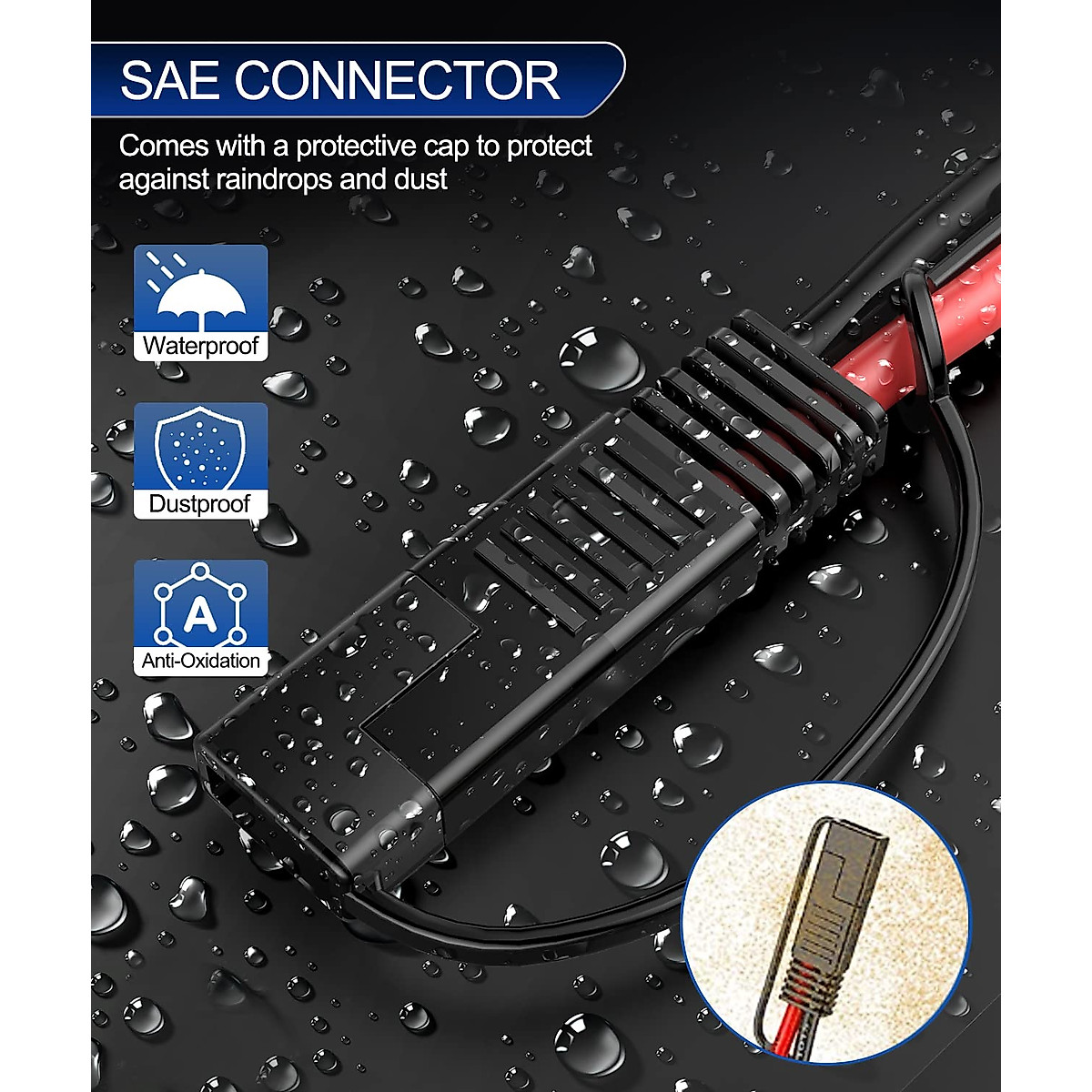 ELECTOP 10AWG SAE to XT60 Connector Extension Cable, SAE Plug XT60 Female Adapter Charger Solar Panel Cable Connector Kit for Solar Generator Portable Power Station with SAE Polarity Reverse Adapter