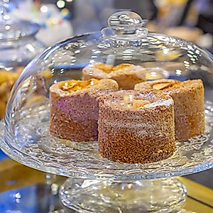 Glass Dome Round Clear Cake Dome Transparent Cake Display Stand Base Cover Food Plate Dish Cover Guard Dessert Cake Pastry Cover Lid for Kitchen Home Restaurant Acrylic Cake Stand