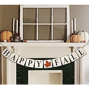 Happy Fall Banner, Vintage Fall Decoration, Thanksgiving Harvest Banner for Home Mantle Fireplace Party Window, Happy Fall Sign