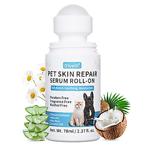 Oivolii Natural Skin Soother,Roll-On (2.3fl oz) Allergy and Itch Relief for Dogs & Cats,Rapid Healing & Hair Regrowth, Moisturizer for Dry Skin,Hot Spots Quick Repair,with Coconut Oil