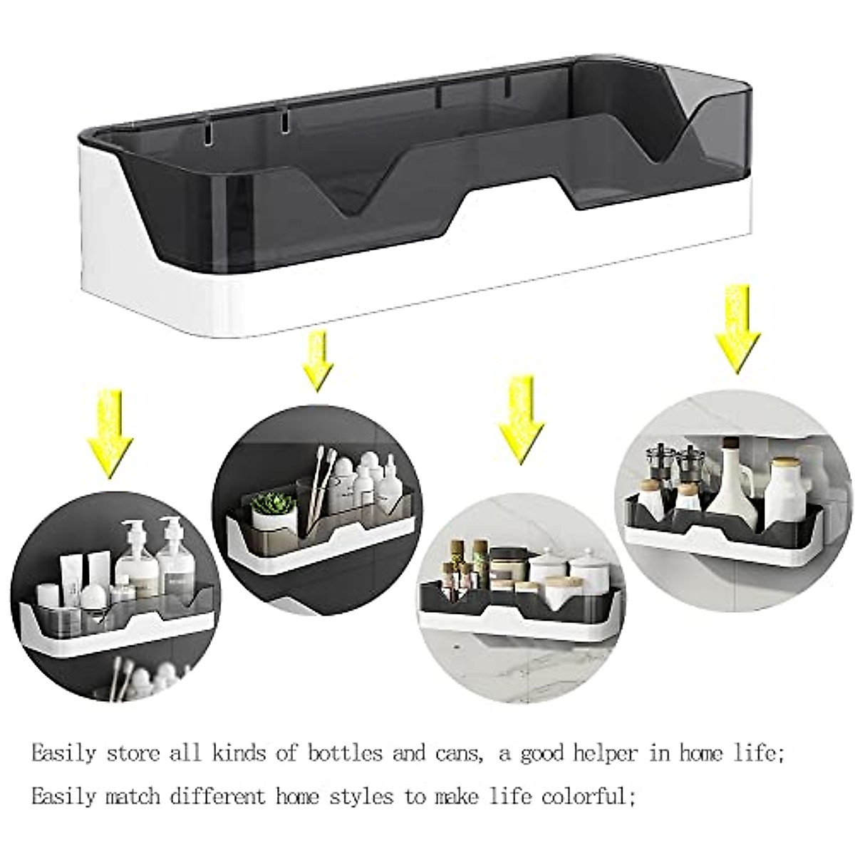 LuliKa 2-Pack Shower Caddy, Separable Shower Organizer with 4 Pieces of Adhesives,No Drilling Double Layer Shower Shelf, Used for Bathroom and Kitchen