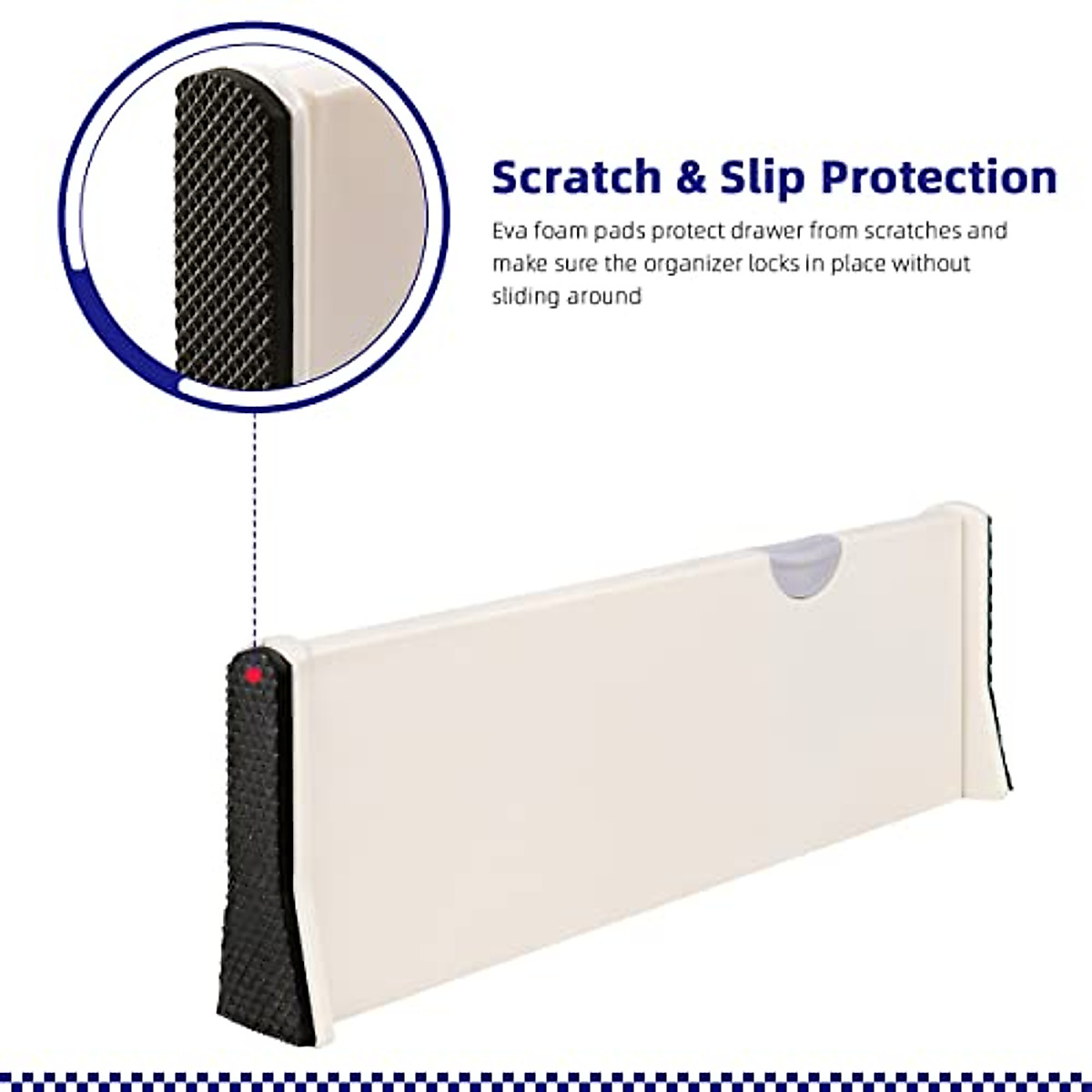 ZNCMRR Drawer Organizer 6 Pack Dresser Drawer Organizers 4”High Expandable from 11-17 Inches, Drawer Dividers for Clothes, Dresser, Closet, Drawer, Office, Kitchen Storage