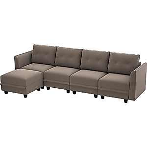 LLappuil Sectional Couch with Reversible Chaise, Waterproof, Anti-Scratch and Antistatic Sectional, Modern L-Shape Sofa Corner Couch Modular Sofa with Ottoman, Brown
