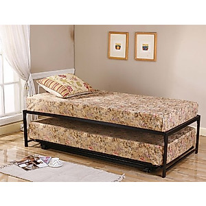 Kings Brand Furniture - Twin Size Black Metal High Riseer Platform Daybed with Pop Up Trundle
