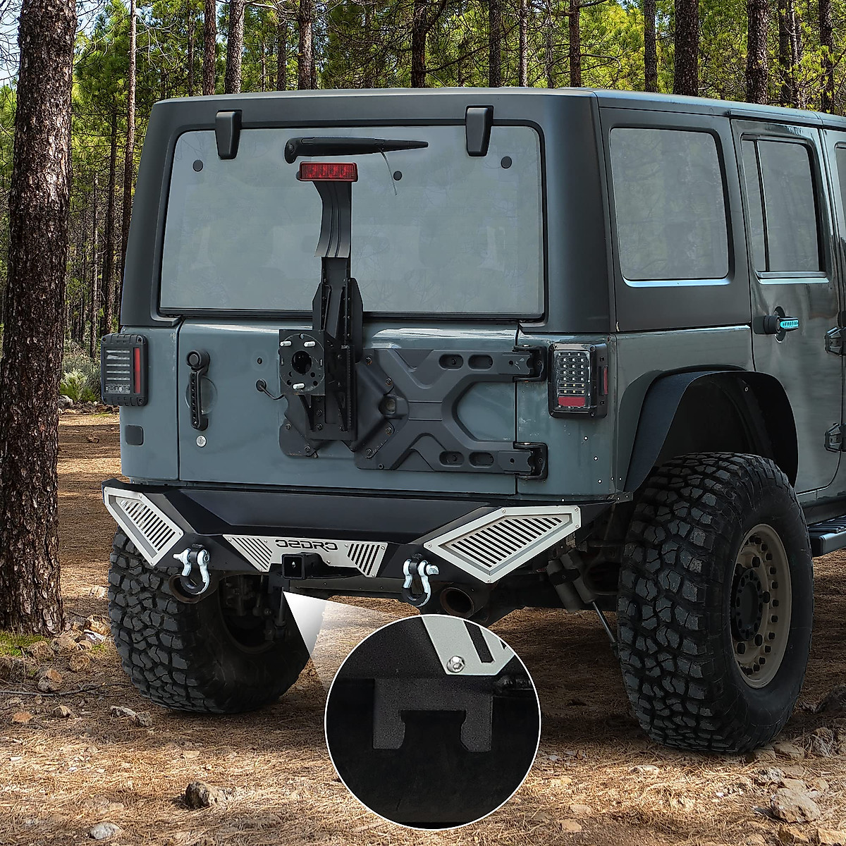 OEDRO Rear Bumper Combo Compatible with 2007-2018 Jeep Wrangler JK & Unlimited JKU (2/4 Doors), Off Road Full Width with Hitch Receiver & D-Rings & Paintable Armor