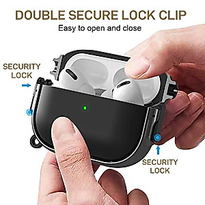 Maxjoy for Airpods Pro Case Cover(2nd/1st Generation), Lock AirPod Pro 2 Case for Women Men with Keychain Protective Hard Case for AirPods Pro(2022/2019)