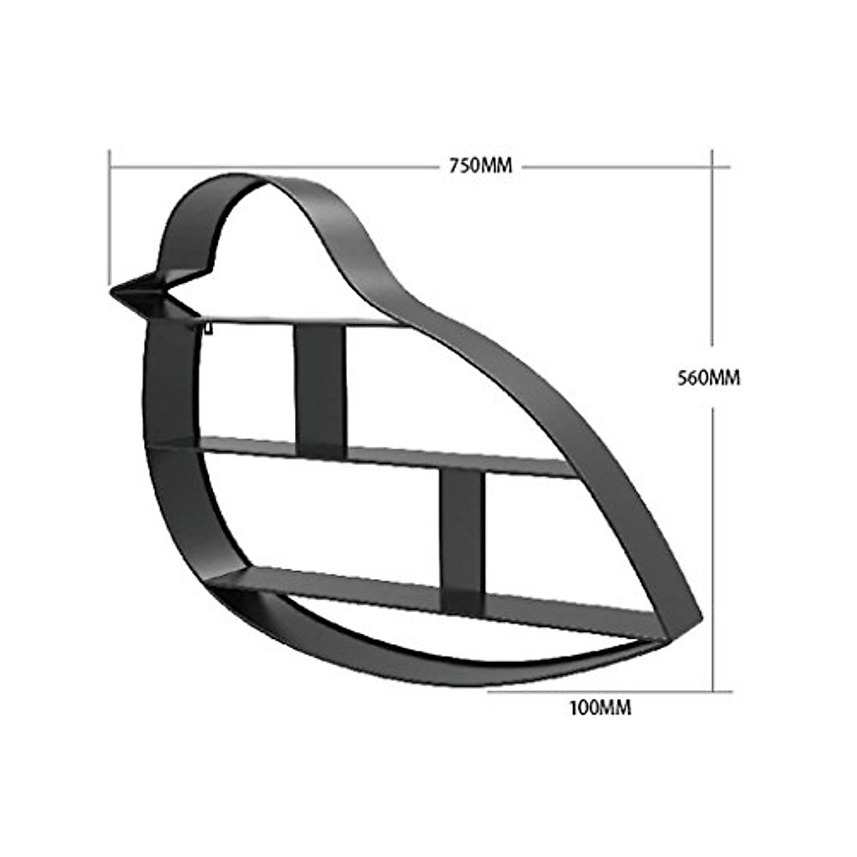 Wall Decorations Shelf 3 Tiers Black Bird Shape Iron TV Background Wall Decoration/Wall Shelves/Wall Stand Storage Display Rack for Home Office/Loft Storage Accessories