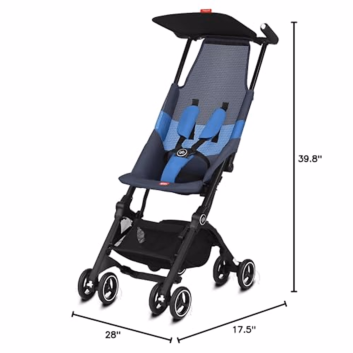 gb Pockit Air All Terrain Ultra Compact Lightweight Travel Stroller with Breathable Fabric in Night Blue , 28x17.5x39.8 Inch (Pack of 1)