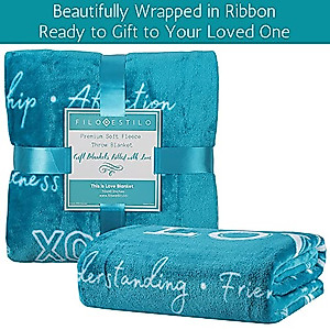 FILO ESTILO This is Love Blanket, Wife Gifts from Husband, Fiance Gifts for Her, Anniversary Wedding Gifts for Couple, Unique Snuggly Throw Blanket, 60x50 Inches (Teal)