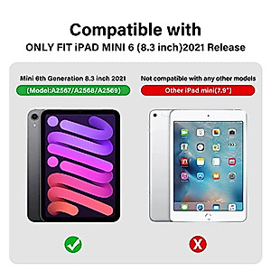 Adocham iPad Mini 6 Case for Kids Girls Boys 8.3 Inch 2021,Durable Shockproof Child Protective Cover iPad Mini 6th Generation Case with Handle Stand(Rainbow)