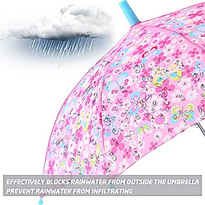 Daaupus Pink Butterfly Pattern Children's Backpack Children's Umbrella Set