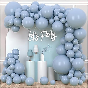 Dusty Blue Balloon Arch Garland Kit Double Stuffed Pastel Blue Black Balloons 18/12/10/5 Inch Different Sizes for Dusty Blue Baby Shower Birthday Wedding Bridal Shower Decorations Party Supplies