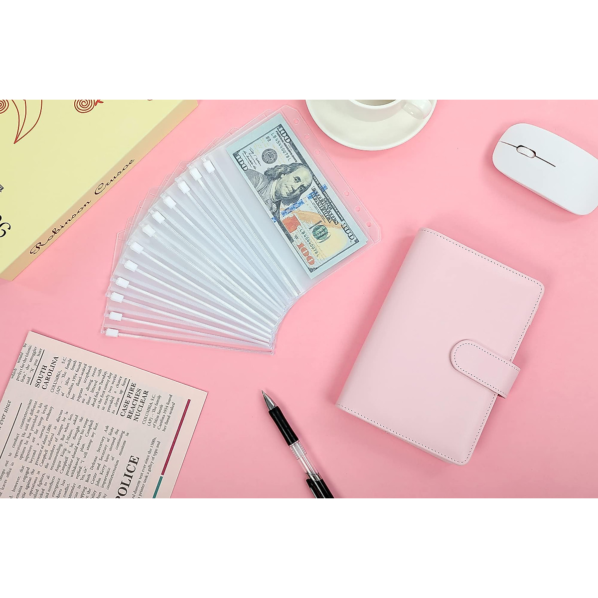 SKYDUE Budget Binder with Zipper Envelopes & Expense Budget Sheets,Money Binder with Cash Envelopes for Budgeting and Saving Money