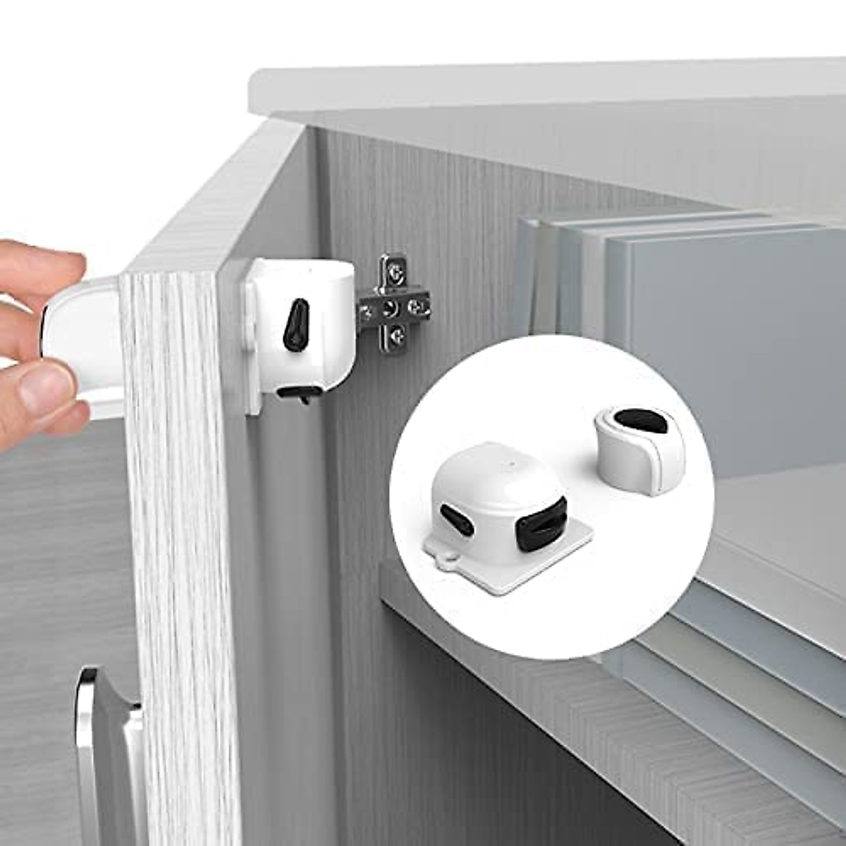 Generic Baby proofing Magnetic Locks for cabinets & Drawers, Easy Installation with Guide Included [8 Pack with 2 Keys] white