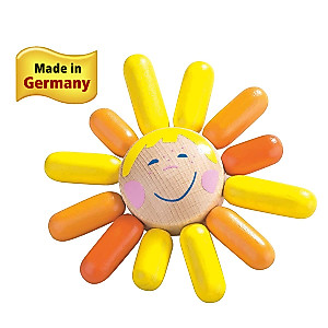 HABA Sunni Wooden Grasping and Clutching Baby Toy Wood Sunshine Teether(Made in Germany)