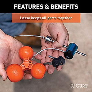 CURT 23082 Universal Tri-Ball Trailer Coupler Lock, Fits 1-7/8, 2, 2-5/16-Inch, Orange