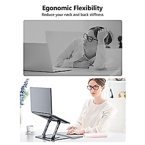 MCHOSE Laptop Stand, Adjustable Laptop Holder with 360° Rotating Base, Foldable Laptop Riser Compatible for MacBook Pro/Air, Surface Laptop up to 15.6 inches, Space Grey