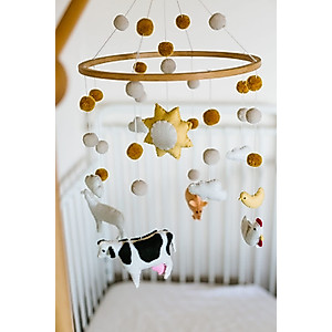 Sorrel + Fern Baby Crib Mobile - Nursery Decoration and Baby Shower Gift for Boys & Girls, Farm Animals