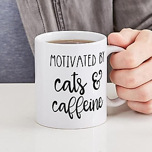 CafePress Motivated By Cats And Caffeine Mugs Ceramic Coffee Mug, Tea Cup 11 oz