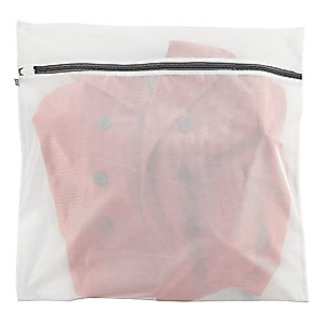 mDesign Medium Laundry Mesh Wash Bag - Fine Weave Fabric, Zipper Closure, Washing Machine, and Dryer Safe, Protect Lingerie, Delicates, Underwear, Bras, Leggings - Reusable - 2 Pack, 24" x 24" - White