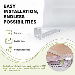 Clear Acrylic Shelf Divider and Organizer- Set of 6- Adjustable Closet Dividers for Shelves - 11" x 8” Shelf Dividers for Wood or Wooden Shelves, Purse Organizer, Sweater Organizer, Book Divider