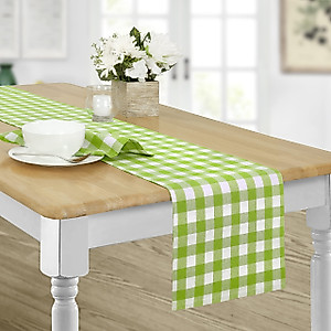Home Bargains Plus Country Rustic Buffalo Green Plaid Bundle Including Table Runner, Placemats, and Napkins
