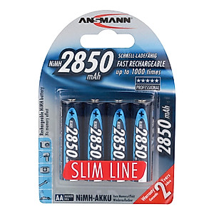 ANSMANN Battery Charger for 1-4 AA/AAA Batteries - with Perfect 7 Charging Technology & Repair Mode - Comfort Smart + 4 pcs Ansmann AA 2850 mah Slimline Rechargeable Batteries