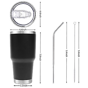 Toopify 30 oz Stainless Steel Insulated Tumbler Travel Mug with Straw Slider Lid, Cleaning Brush, Double Wall Vacuum