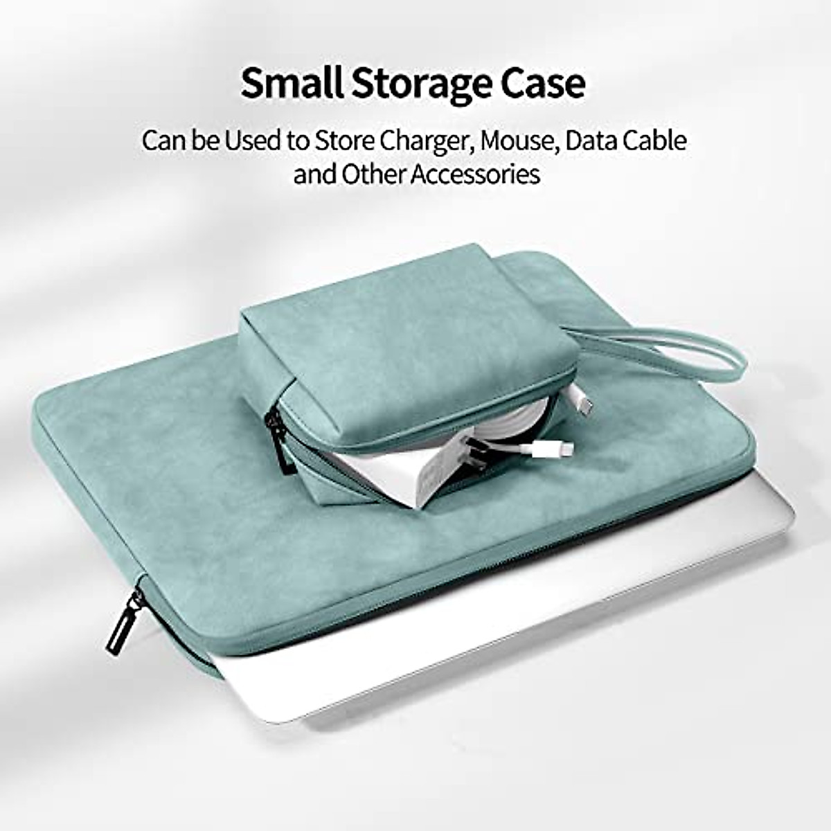 TAIKESEN Laptop Sleeve Compatible with MacBook Air/Pro, 13-13.3 inch Notebook, Compatible with MacBook Pro 14 2023 A2779 M2 A2442 M1 A2681 A2337 /Pro 13 A2338, PU Material Bag with Small Case, Green