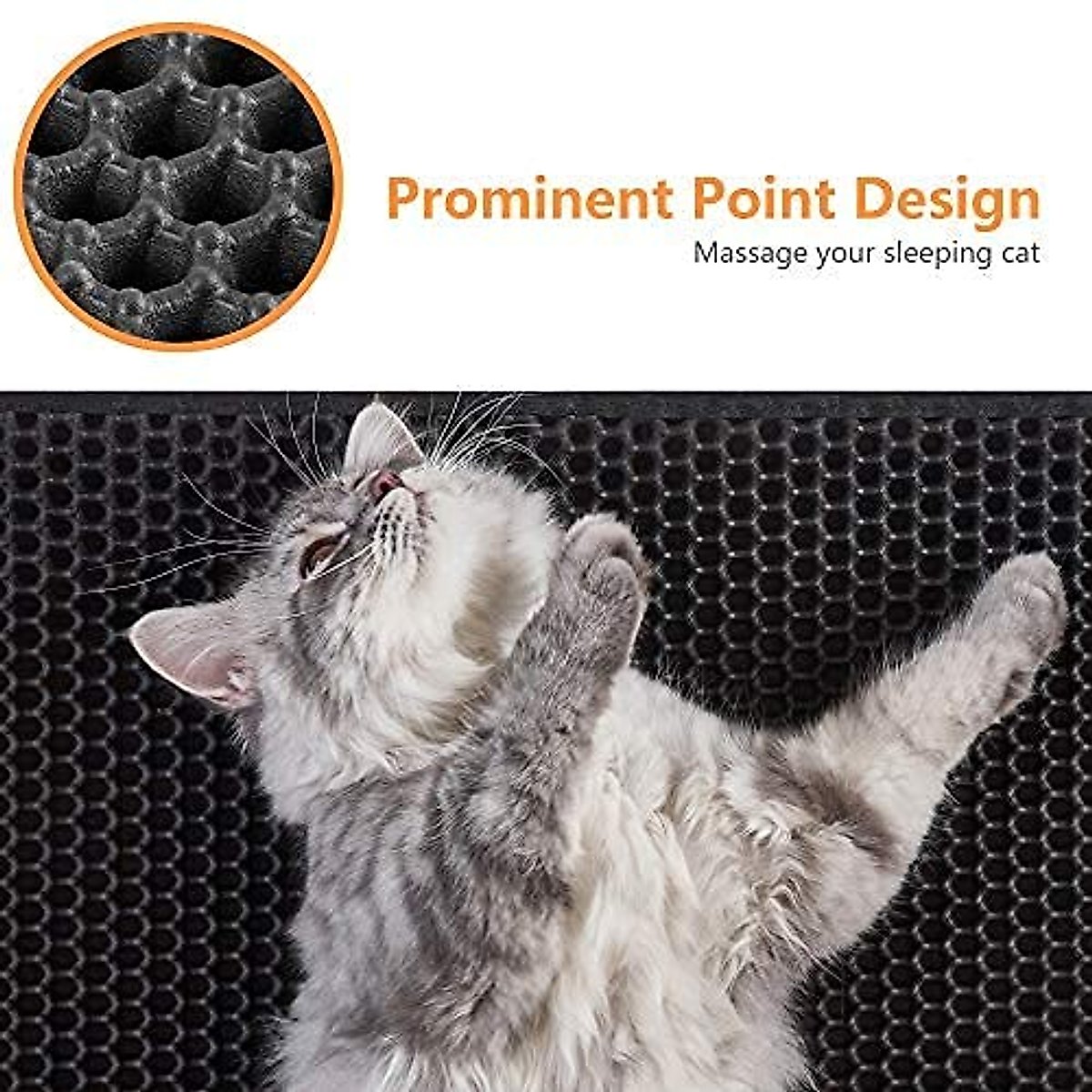Conlun Cat Litter Mat Cat Litter Trapping Mat, Honeycomb Double Layer Design, Urine and Water Proof Material, Scatter Control, Less Waste，Easier to Clean,Washable