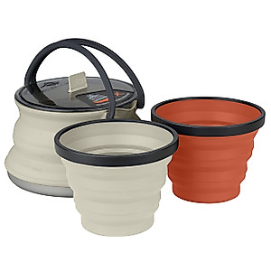 Sea to Summit X-Pot Collapsible Kettle and Mug Set for Backpacking and Camping, Sand/Rust