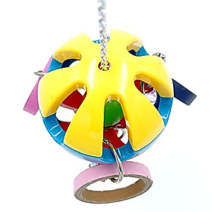 GILYGI Bird Parrot Plastic Ball Toys with Colorful Cardboard Bagel and Acrylic Pacifiers for Parrot African Grey Cockatoo Cockatiel Sun Conures