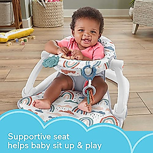 Fisher-Price Baby Playmat Deluxe Kick & Play Piano Gym With Musical -Toy Lights & Smart Stages Learning Content For Newborn To Toddler, Pink and Fisher-Price Baby Sit-Me-Up Floor Seat – Rainbow Showers