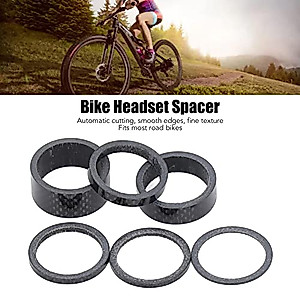 Kadimendium Bike Front Fork Stem Spacer, Carbon Fiber Smooth Edges Lightweight Bicycle Headset Spacer Impact Resistant for Road Bikes