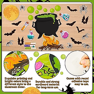 CPicdn 132Pcs Halloween Classroom Bulletin Board Decoration Set, Halloween Cauldron What’s Brewing Decoration Spider Bat Moon Cutouts Trick or Treat Party Supplies for School Classroom Home Wall Decor