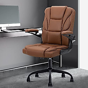 SEATZONE Office Desk Chair, High Back Ergonomic Managerial Executive Chairs, Headrest and Lumbar Support Desk Chairs with Wheels and Armrest, Camel