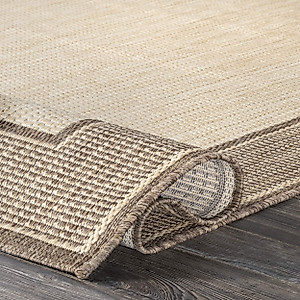 nuLOOM Gris Bordered 3x5 Indoor/Outdoor Accent Rug for Living Room Patio Deck Front Porch Entryway Kitchen, Beige/Tans