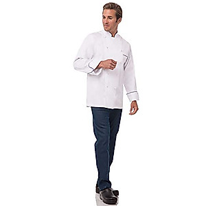 Chef Works Men's Men's Carlton Executive Chef Coat, White With Blue Piping, 40