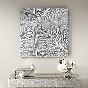 MADISON PARK SIGNATURE Sunburst Wall Art - Modern Resin Dimensional Radiant Color Hand Painted Home Décor Abstract Textured Silver 30" W x 30" H x 1.25" D