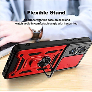 JCUEGRNY Compatible with Oneplus Nord N20 5G Case,[2 Pack] HD Screen Protector,Built Slide Camera Protection Cover & Ring Kickstand,Hybrid Heavy Duty Shockproof Phone Case for 1+ Nord N20 5G Red