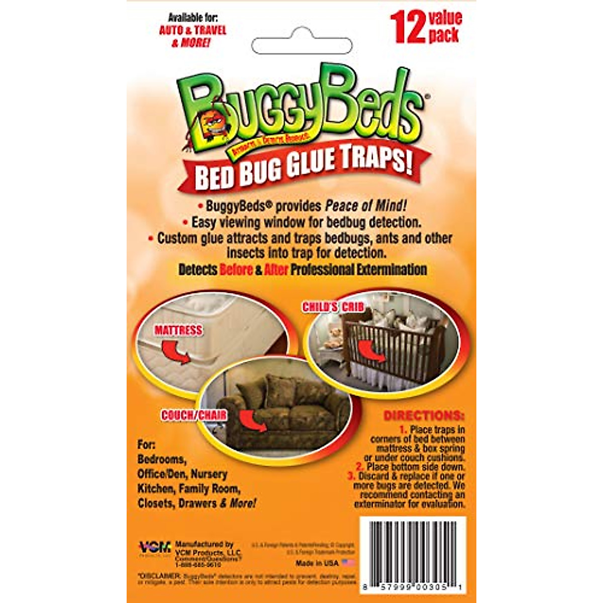 BuggyBeds® Bed Bug Glue Traps, Home, 12 Pack