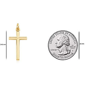 JULIETTE COLLECTION 14K Yellow Gold Rounded Edge Cross Religious Pendant/Charm for Men and Women