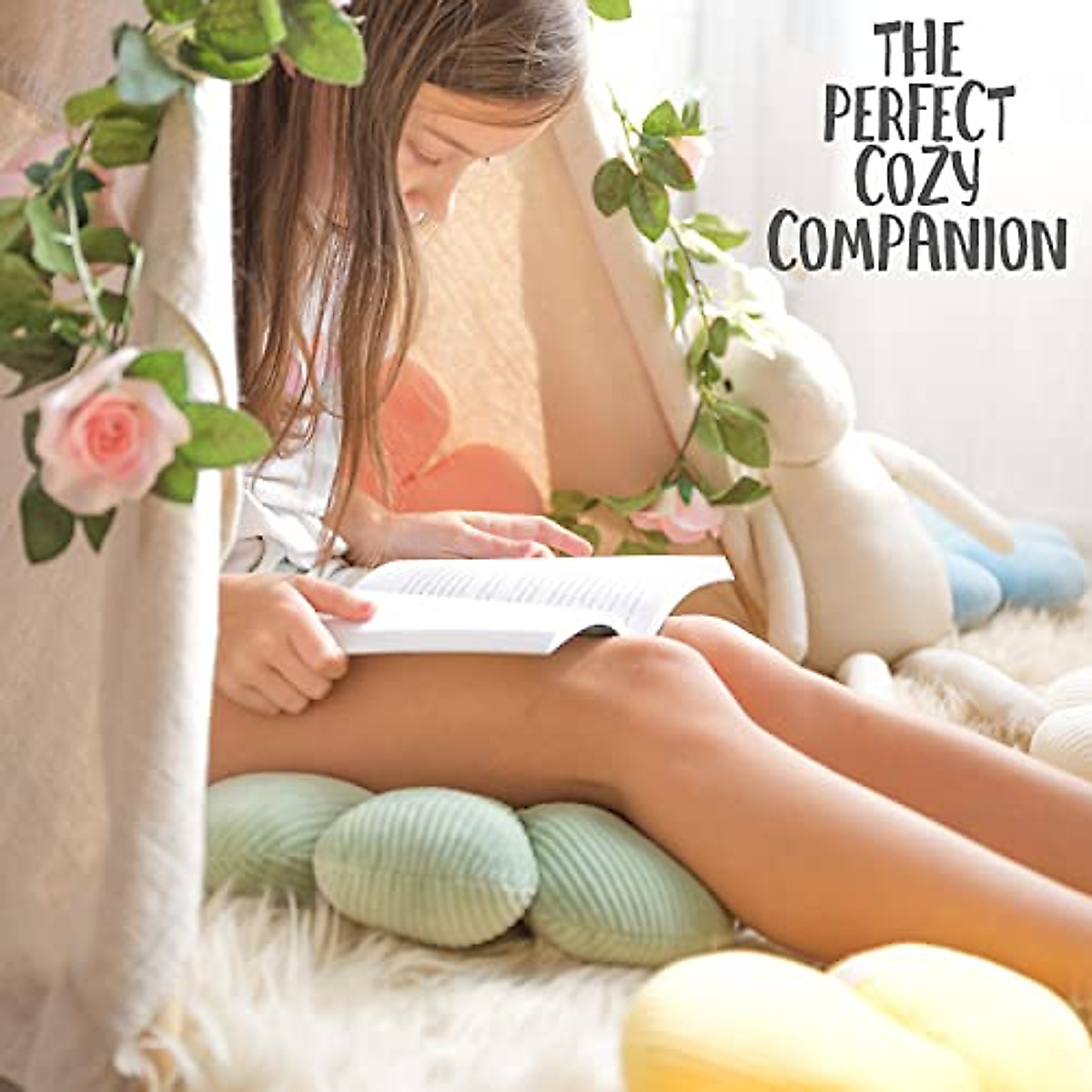 Awesims Home Decor Flower Pillow, Decorative Pillows, Super Soft Cute Pillows, Floor Pillows Seating for Children, Flower Throw Pillow Living Room, Kids Room, Bedroom (15.7", Green)