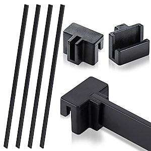 Epakh 4-Piece PVC Black Hanging File Folder Rails with 8 Clips, 1 x 0.75 x 0.75 Inches (Hooks), 15.75 x 0.59 x 0.13 Inches (Rails), Office, Home Use