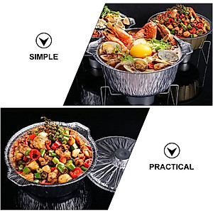 Aluminum Round Foil Pan Disposable Cooking Pots,8 Inch Disposable Aluminum Pots with Lids,Aluminum Foil Pots for Cooking,Disposable Food Container for Baking Cooking (5 Pcs)