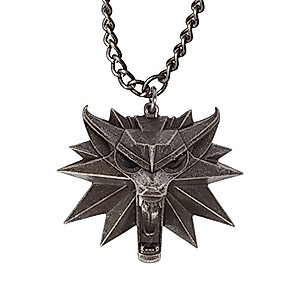 JINX The Witcher 3 Necklace with White Wolf Medallion + LED Eyes