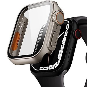 BOBOCAWA Apple Watch Ultra Look Case - 44mm Apple Watch SE Case Series 6 Case with Tempered Glass Screen Protector | Apple Watch Ultra Style Case for SE, 6, 5, 4 (44mm)