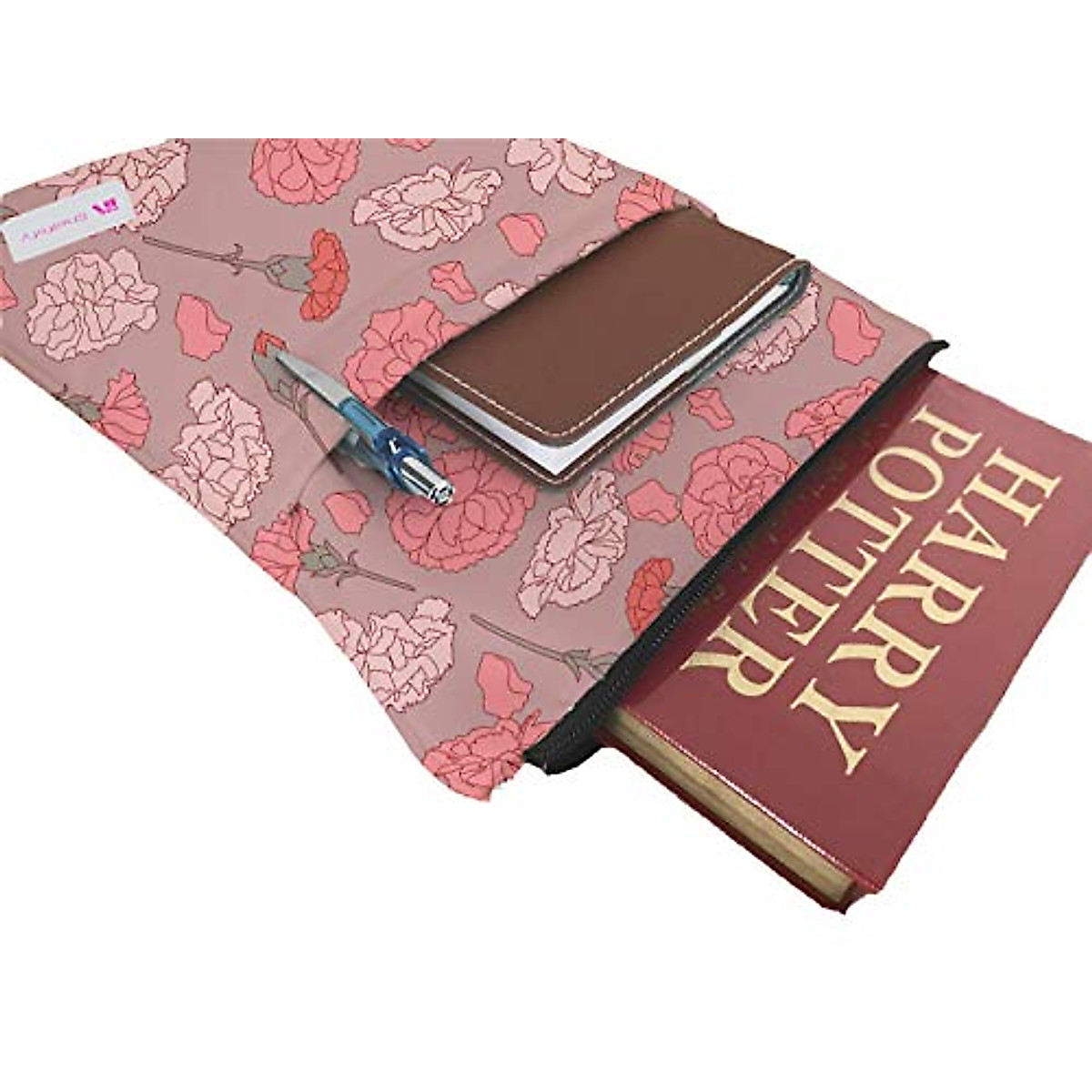 Carnation Book Sleeve - Book Cover for Hardcover and Paperback - Book Lover Gift - Notebooks and Pens Not Included